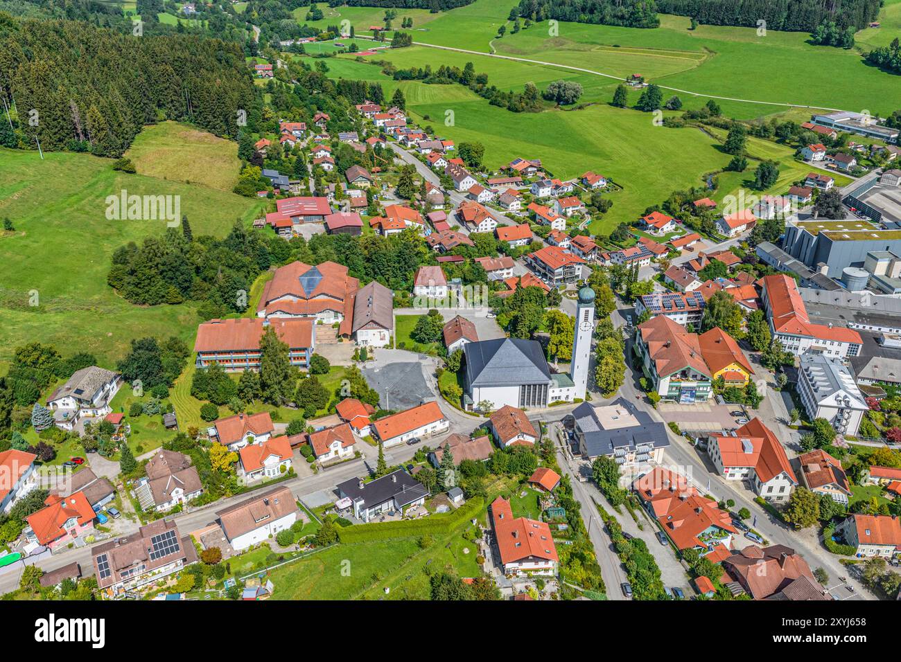 View of the Eastern Günz valley around Ronsberg in the Allgäu region ...