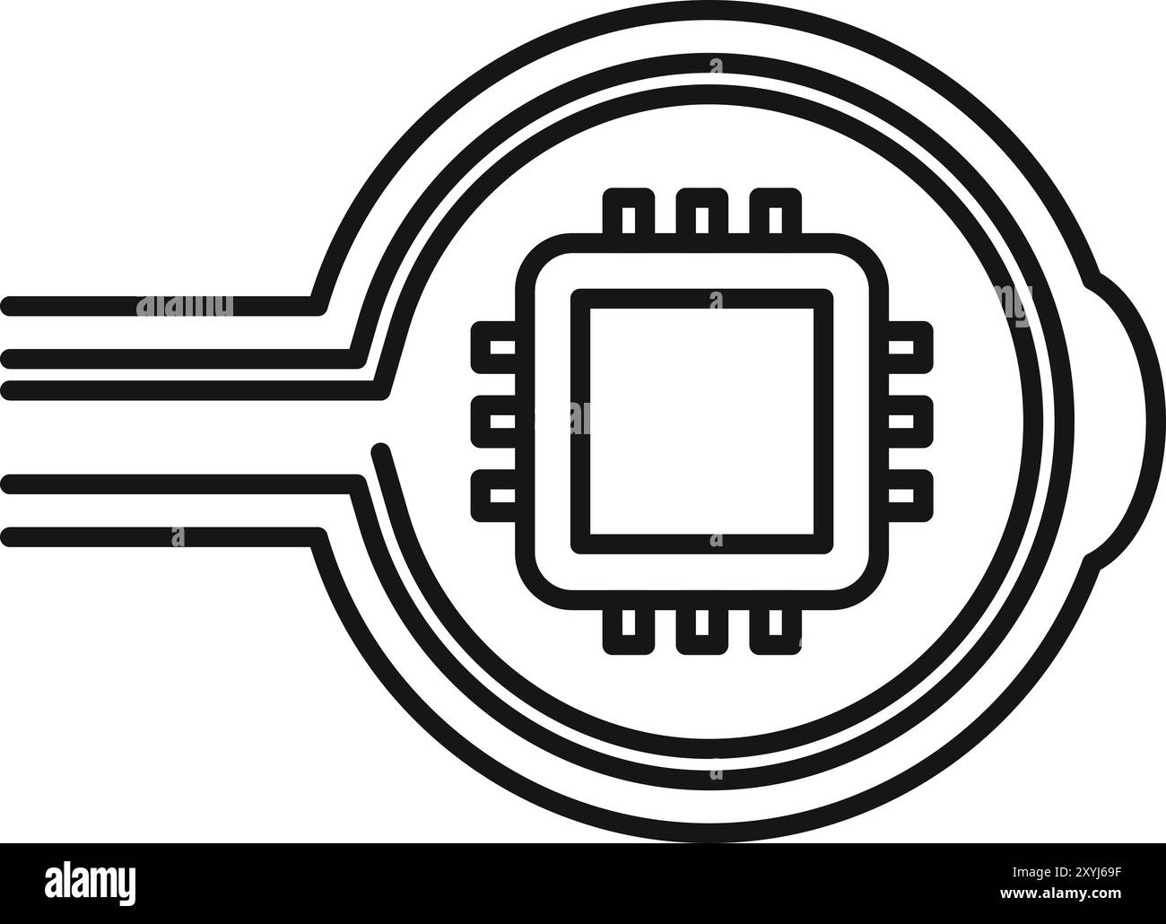 Simple icon of a microchip connecting data lines in an electronic circuit Stock Vector Image ...