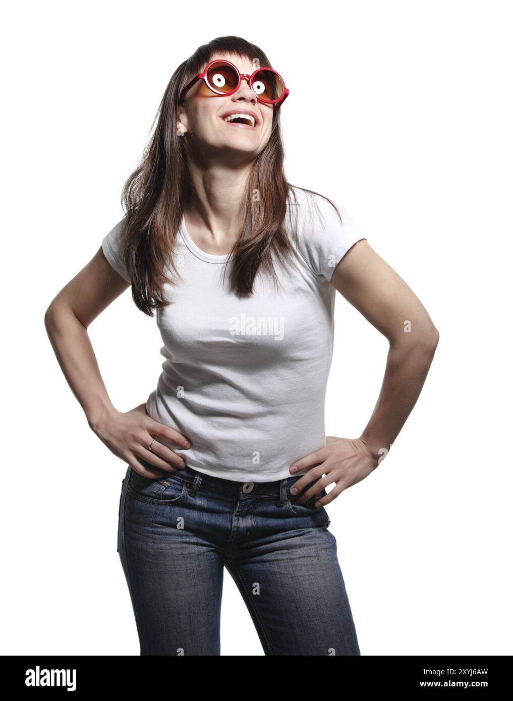 Young woman happy communicate in Cut Out Stock Images & Pictures - Alamy