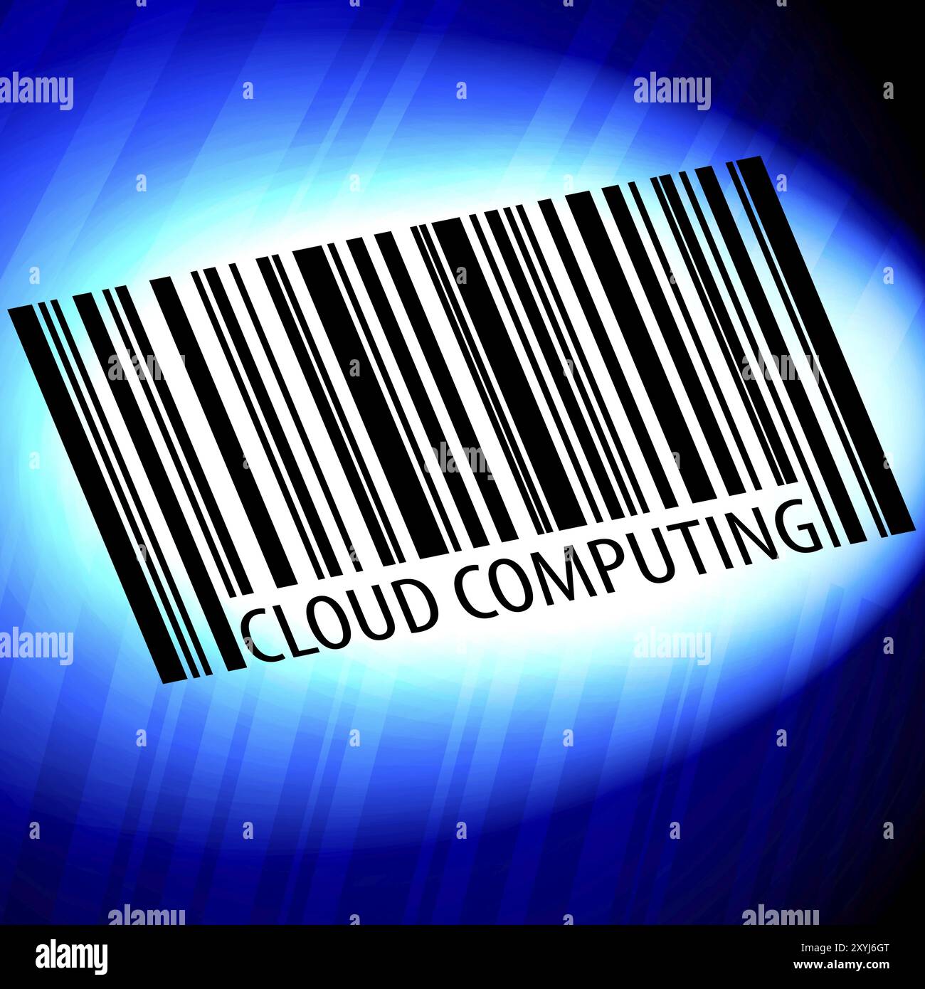 Cloud computing, barcode with blue Background Stock Photo - Alamy