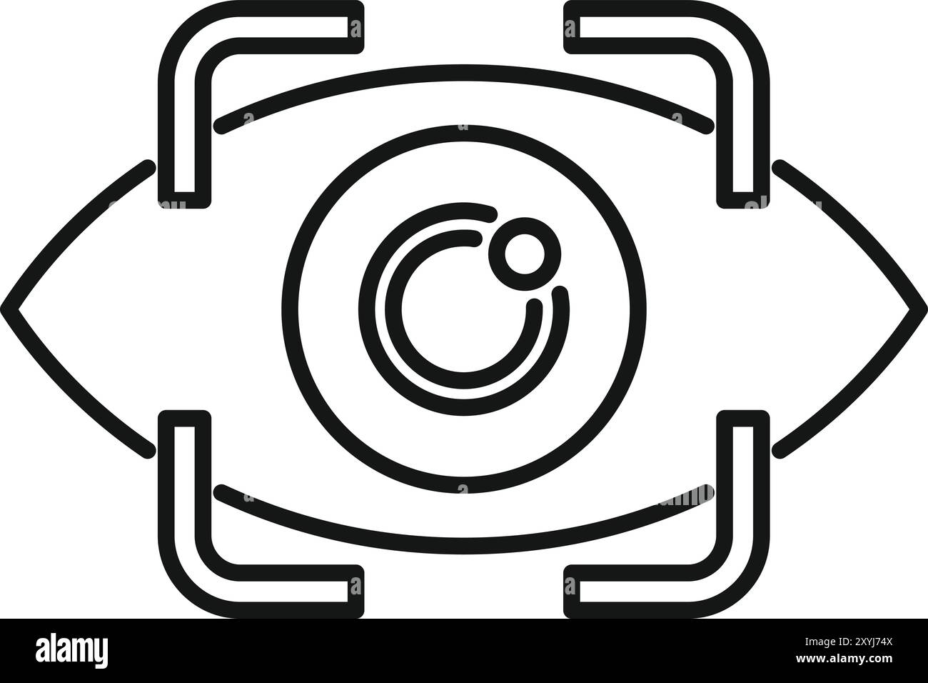 This icon represents an eye scanning system verifying identity using ...