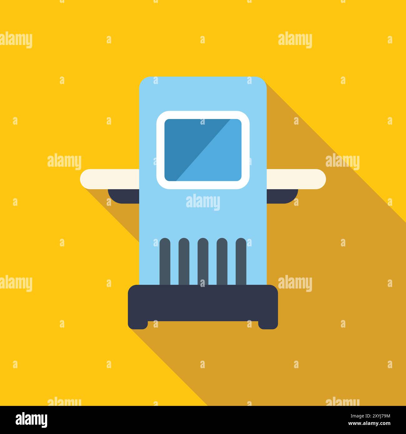 Blue mri scanner standing on yellow background representing medical ...