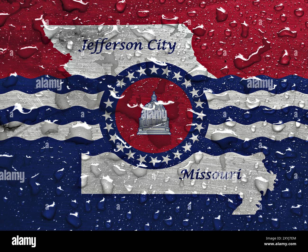 Flag of Jefferson City with rain drops Stock Photo - Alamy