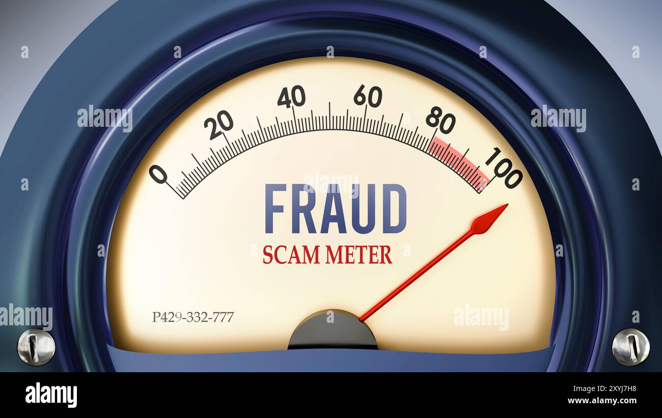 Fraud and scam meter that is hitting a full scale hi-res stock photography and images - Alamy