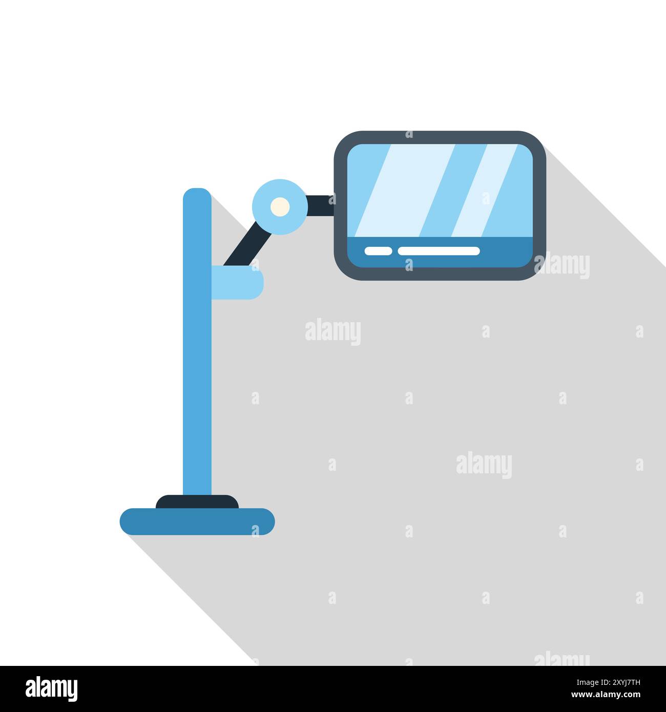 Blue medical apparatus standing with screen showing vital signs in flat ...