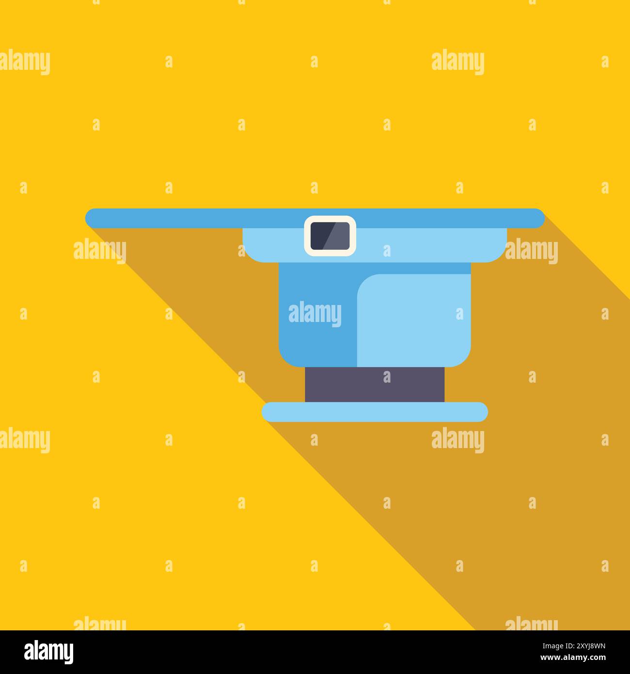 Modern medical scanner machine standing on yellow background with ...