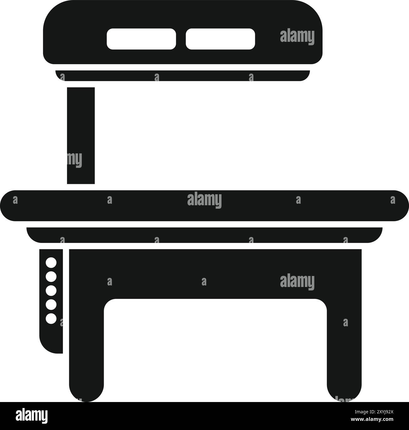 Black silhouette of an operating room table being prepared for surgery ...