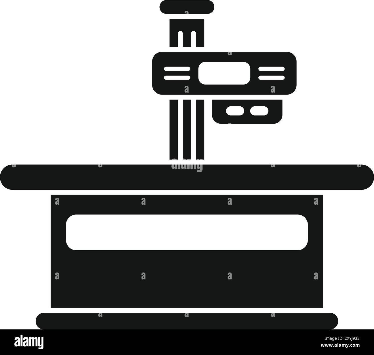 X ray machine scanning patient on table in hospital icon in solid style ...