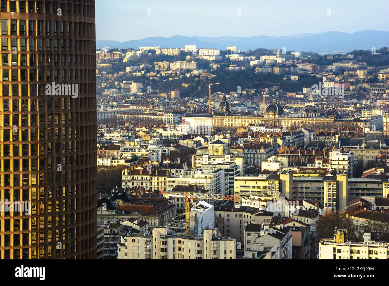 Rooftop of buildings and Hotel-Dieu at Lyon city at morning in France ...