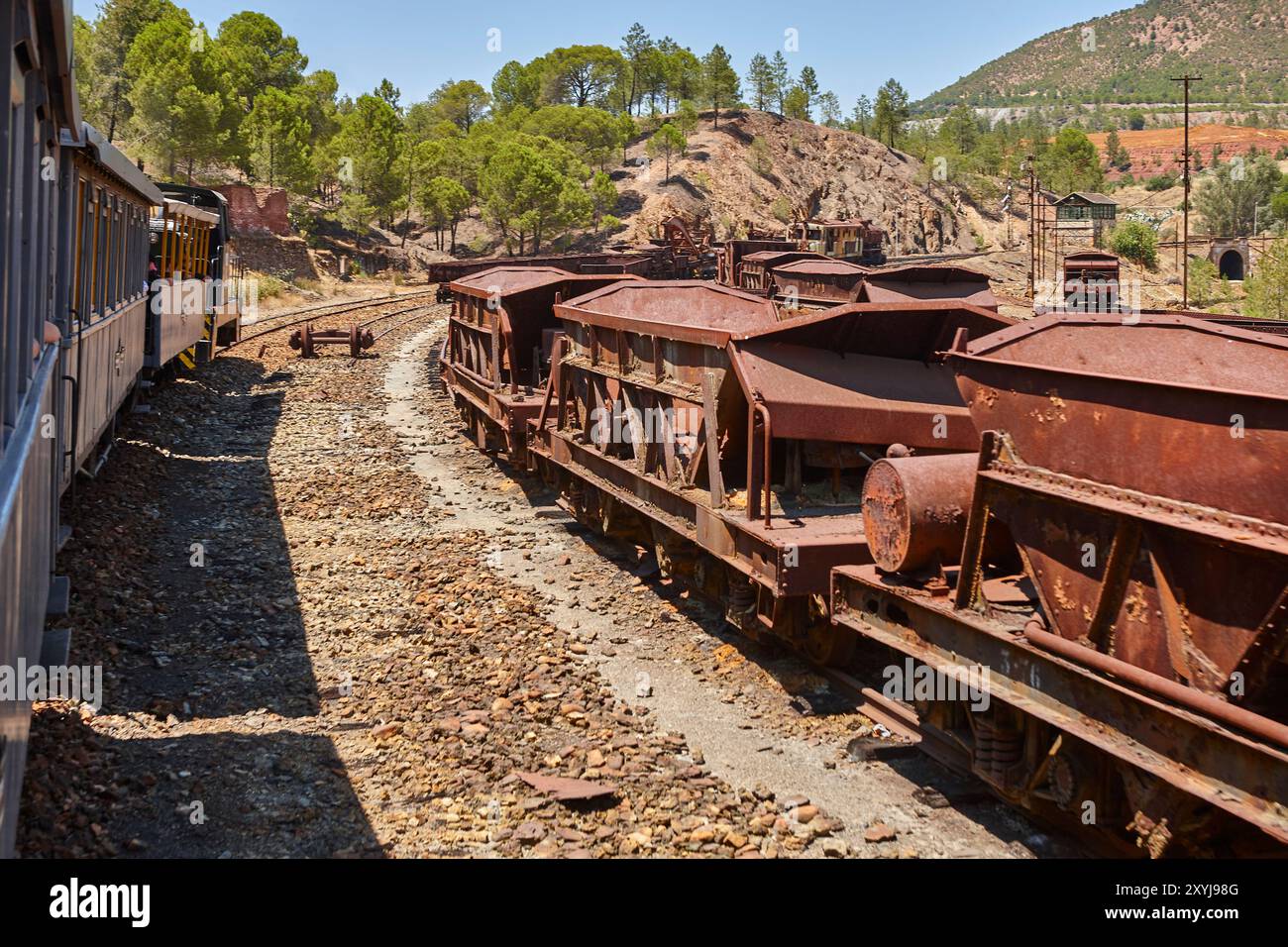Train route at Rio Tinto open cast mine. Huelva, Spain Stock Photo - Alamy