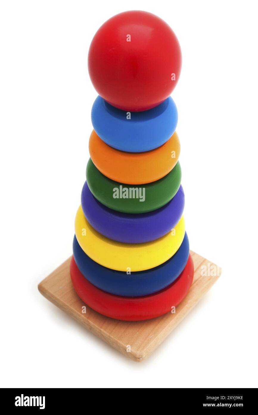 Learning child wood color block pyramid toy Stock Photo - Alamy
