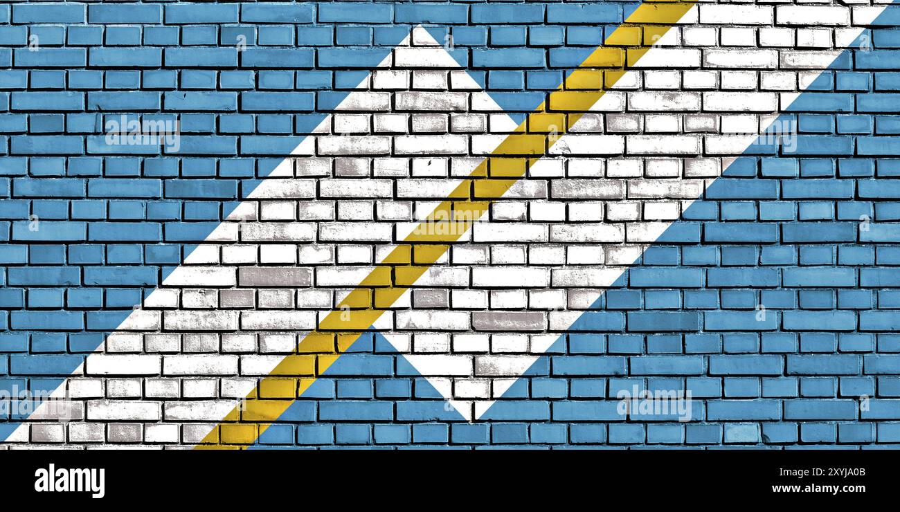 Flag of the Franco Yukonnais community painted on brick wall Stock ...