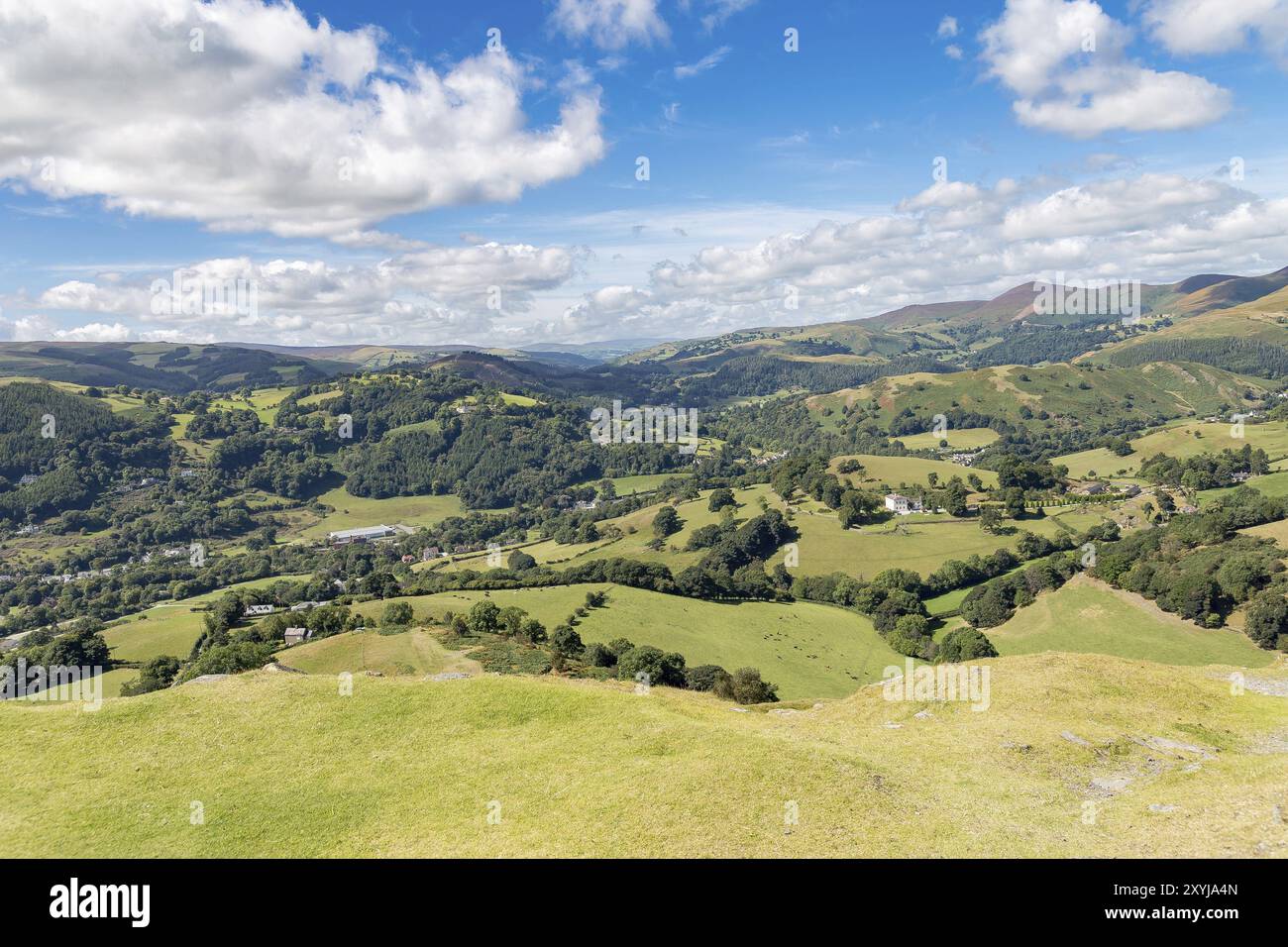 Welsh landscape, seen from Castell Dinas Bran, near Llangollen ...