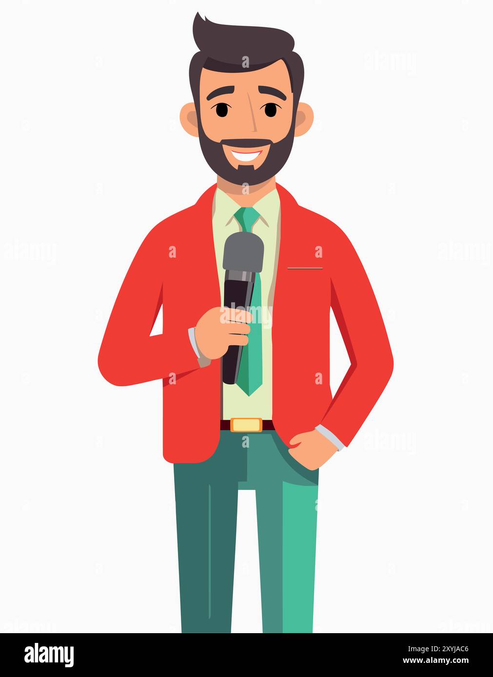 Quality vector concept visual on global news, journalism, live press report or interview with ...