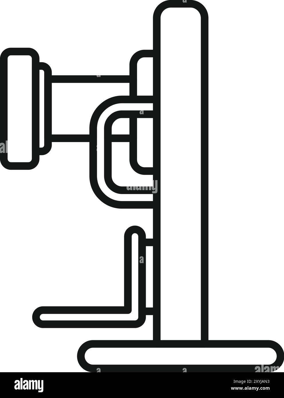 Simple line art of a gym machine representing weight lifting equipment ...