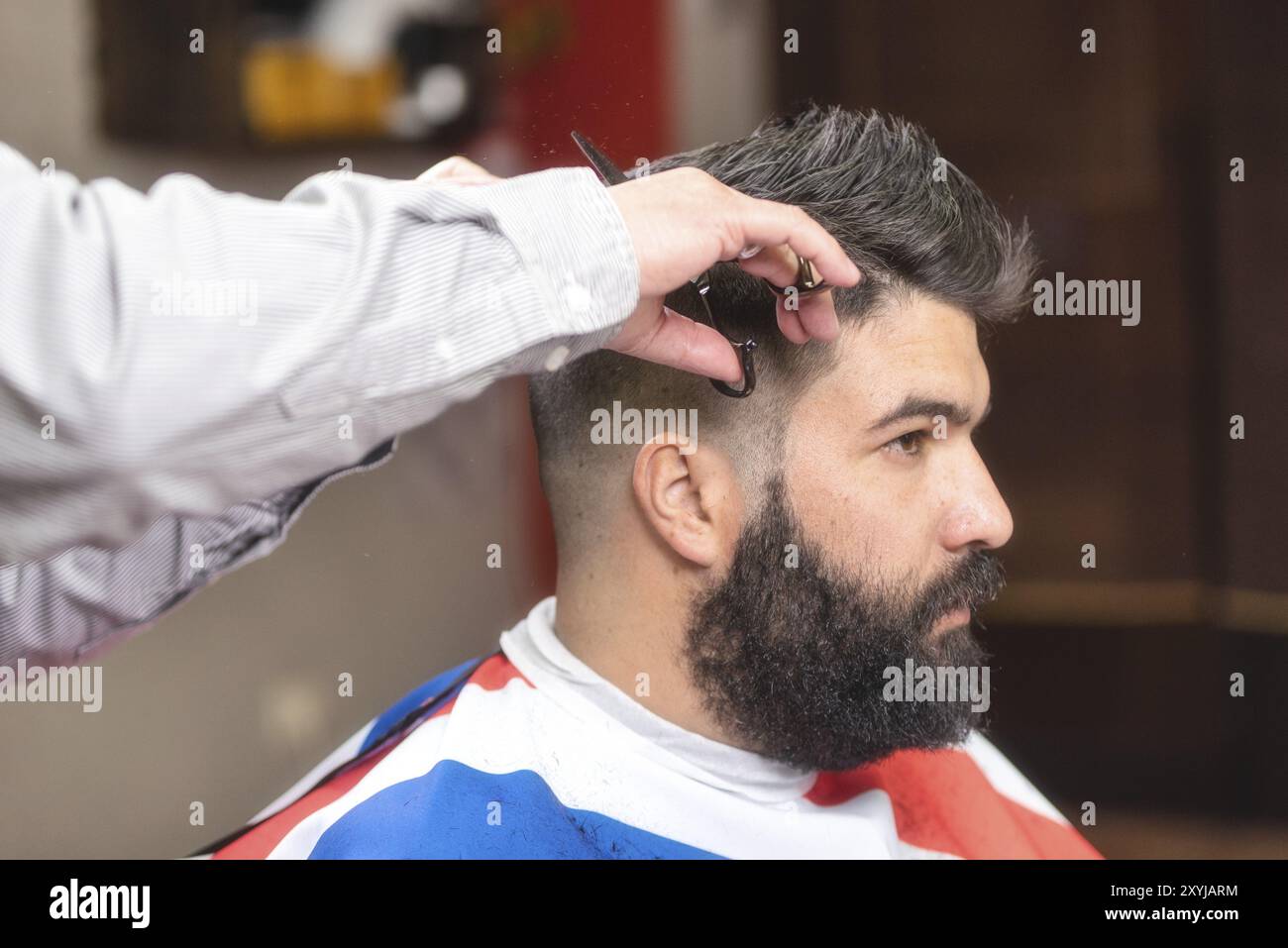Man having hair cut salon hi-res stock photography and images - Alamy