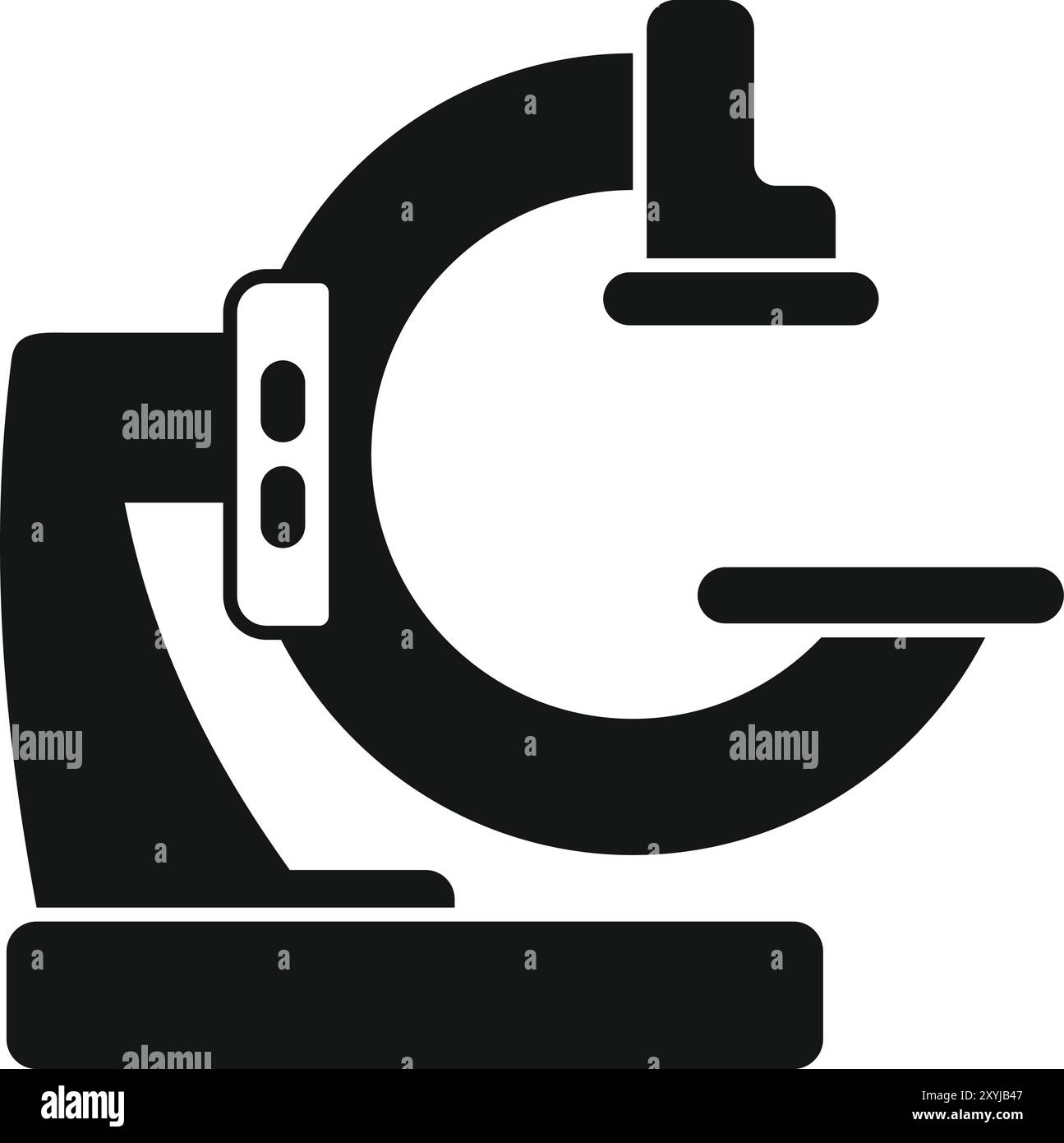 Black silhouette of a magnetic resonance imaging scanner standing on ...