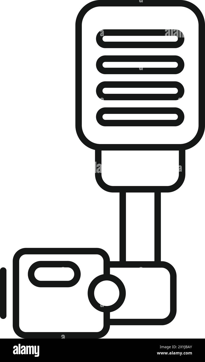 Line vector icon of an action camera recording with an external ...