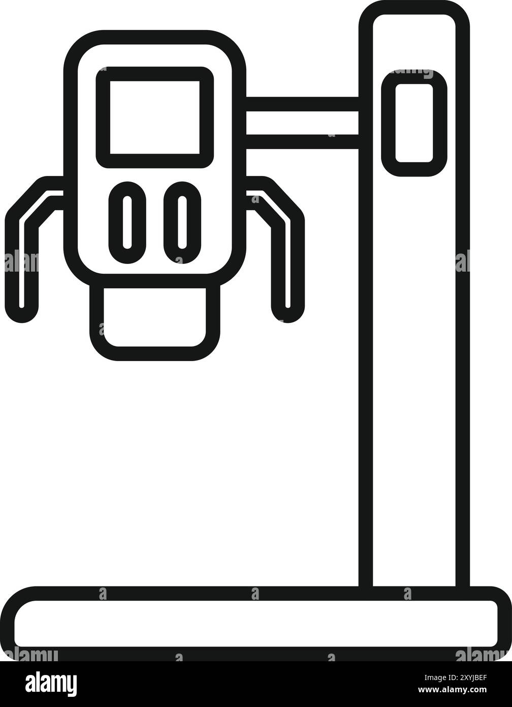 Simple icon of an x ray machine standing upright, ready for use in a ...