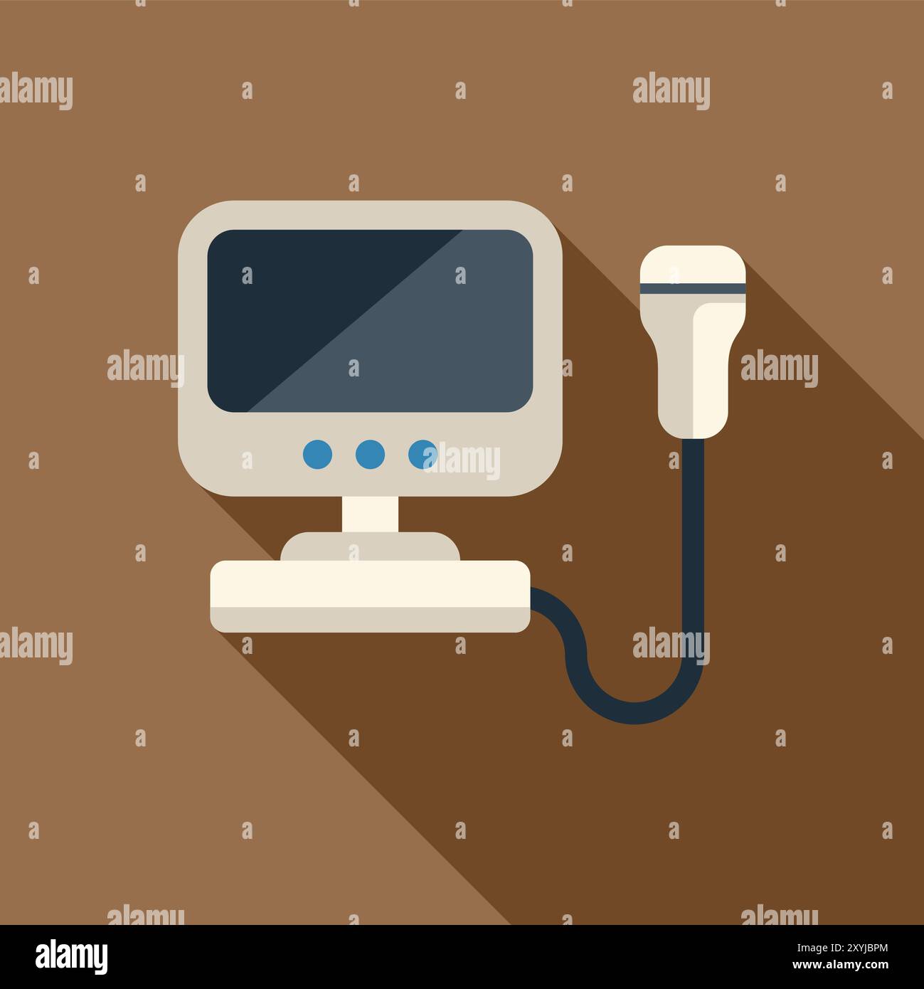 Ultrasound machine performing a sonography scan, with a connected ...