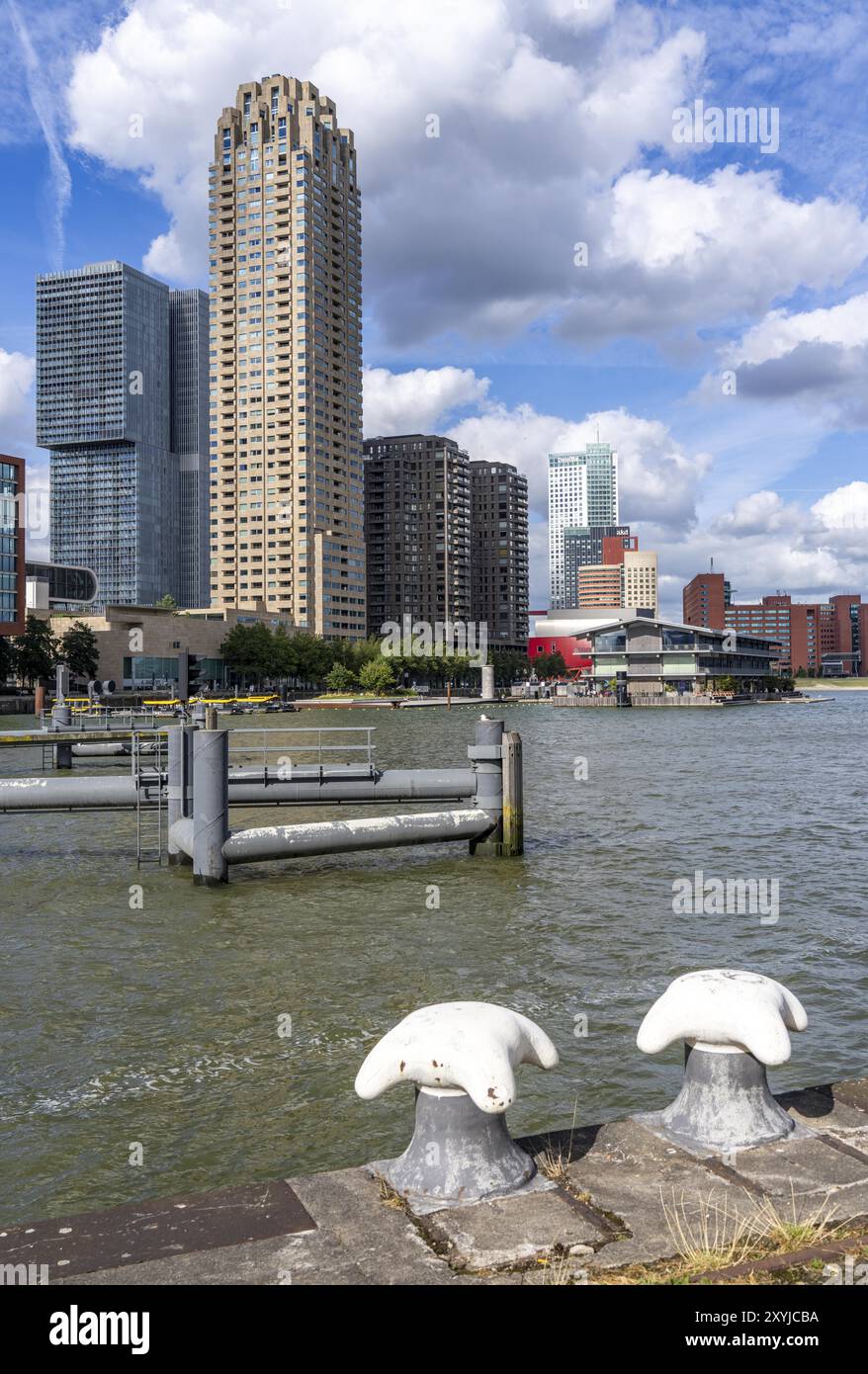 High-rise buildings at Kop van Zuid, at the Rijnhaven harbour basin ...