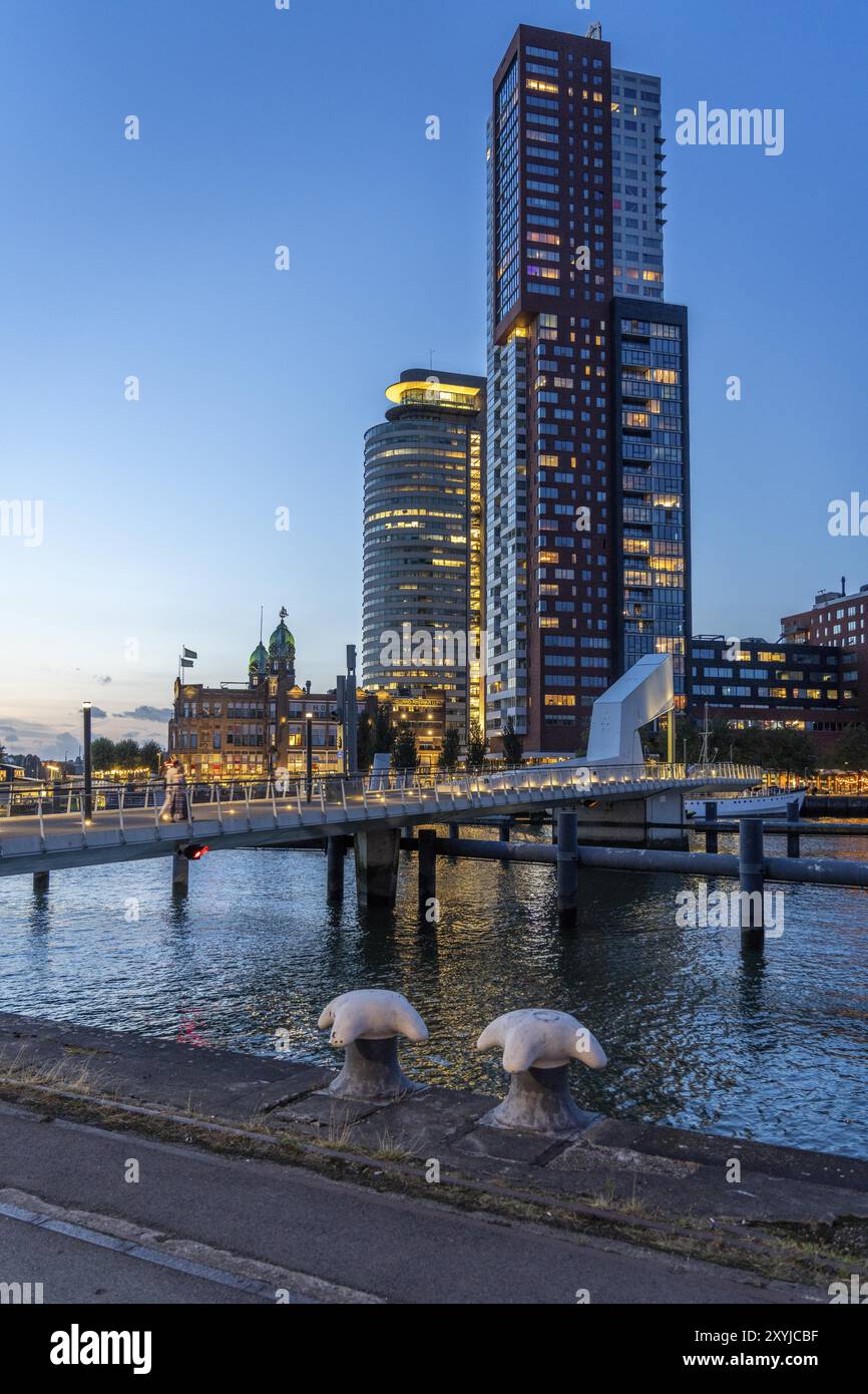 High-rise buildings at Kop van Zuid, at the Rijnhaven harbour basin ...