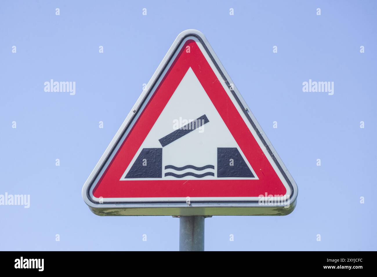 Danger sign traffic sign movable bridge, Germany, Europe Stock Photo ...