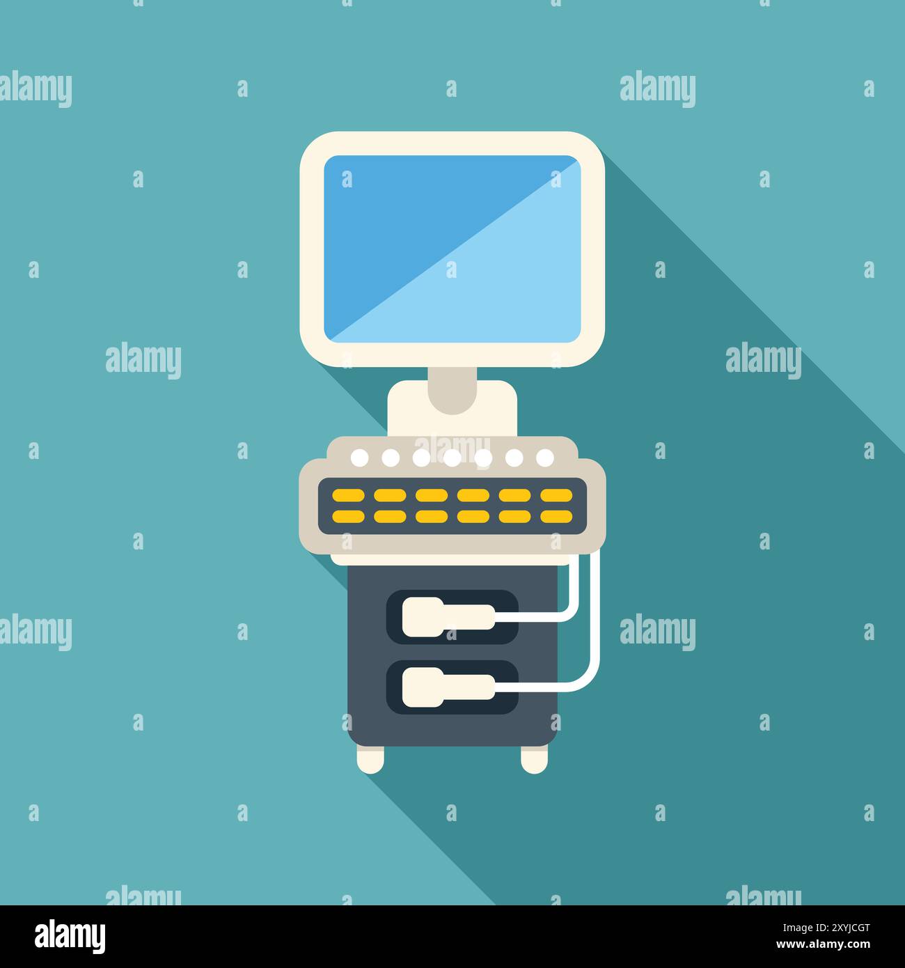 Illustration of an ultrasound machine featuring a blank screen ...