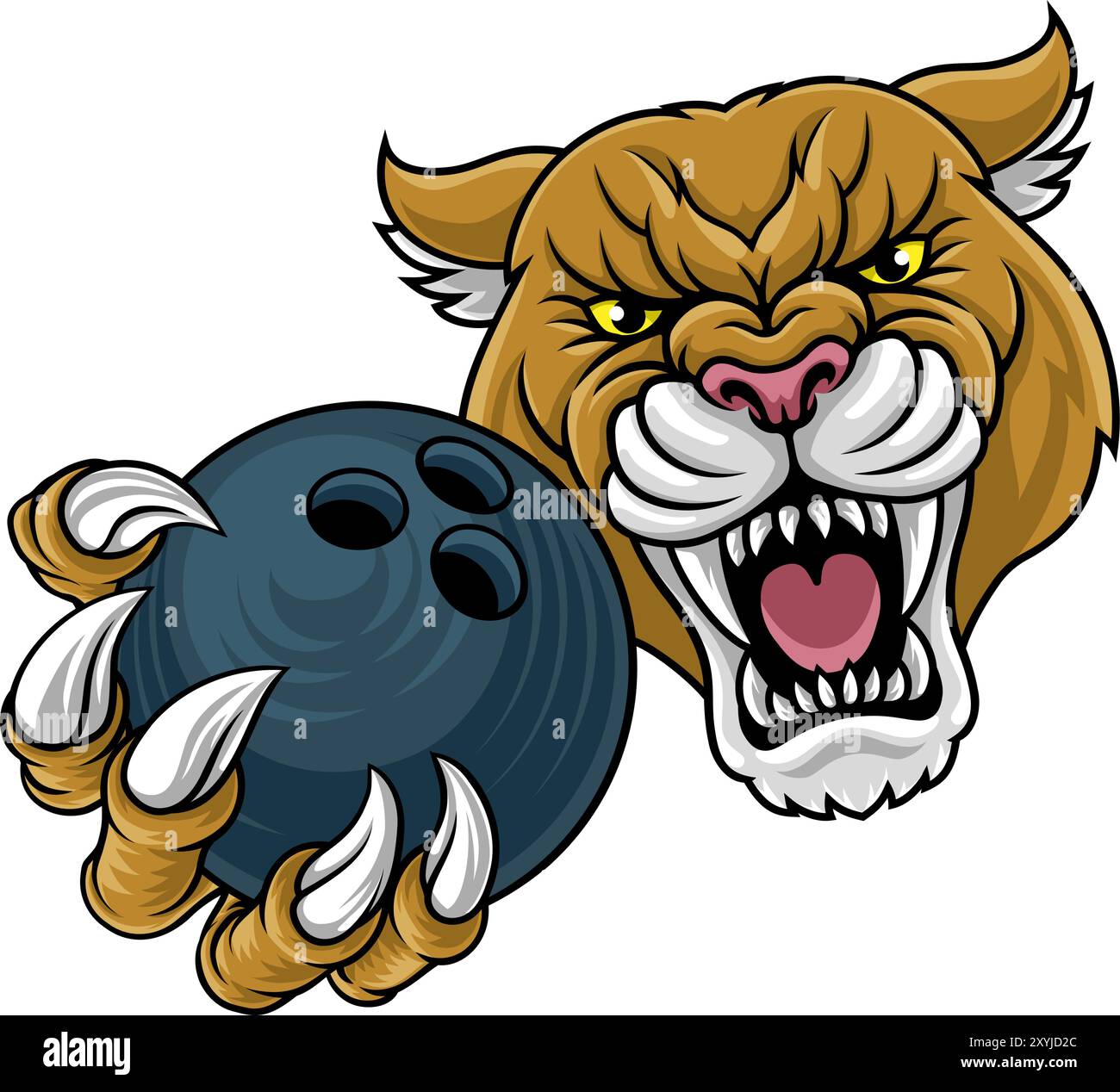 Cougar Panther Mountain Lion Puma Bowling Mascot Stock Vector Image ...