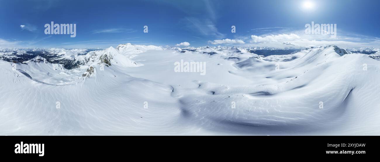 Aerial view, Alpine panorama, Snow-covered glacier plain, Plaine-Morte ...