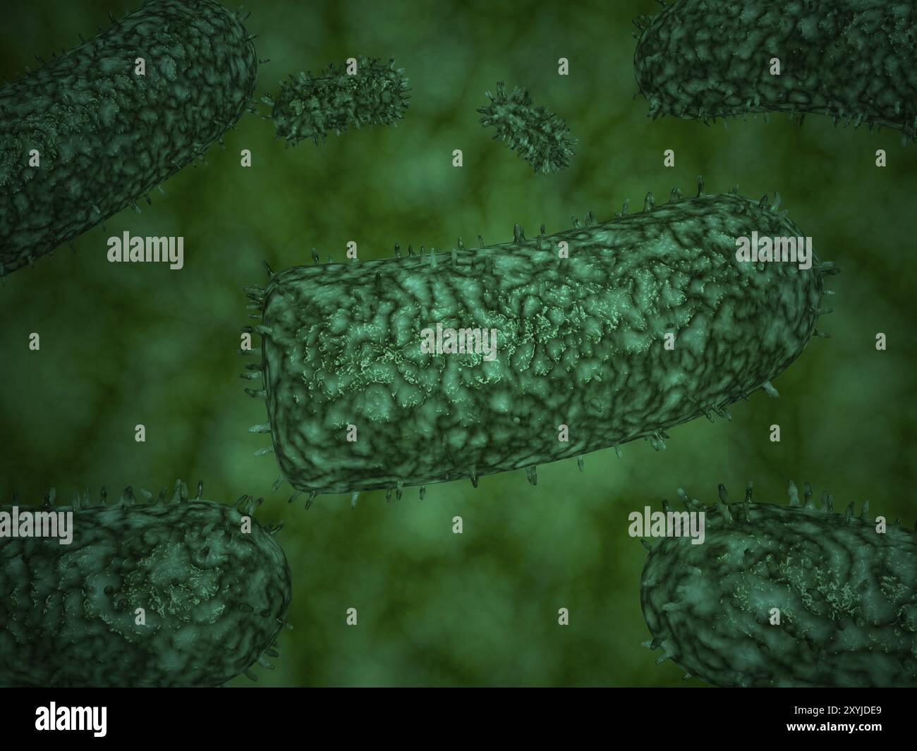 Stylized rabies virus particles, the cause of the viral neuroinvasive ...