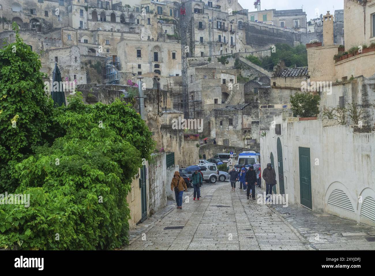 Paths and corridors in the cave town of Matera. The cave settlements ...