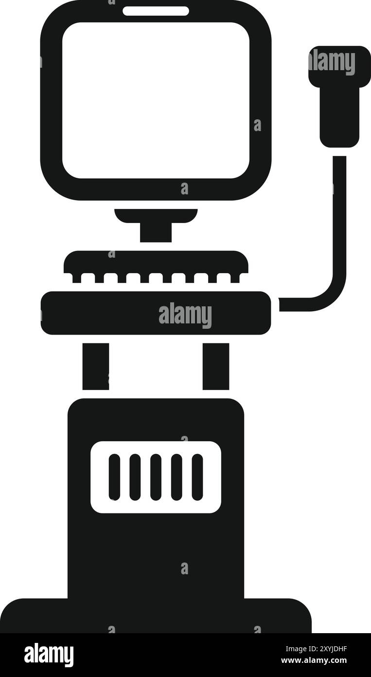 This simple vector icon represents a medical ultrasound machine used ...