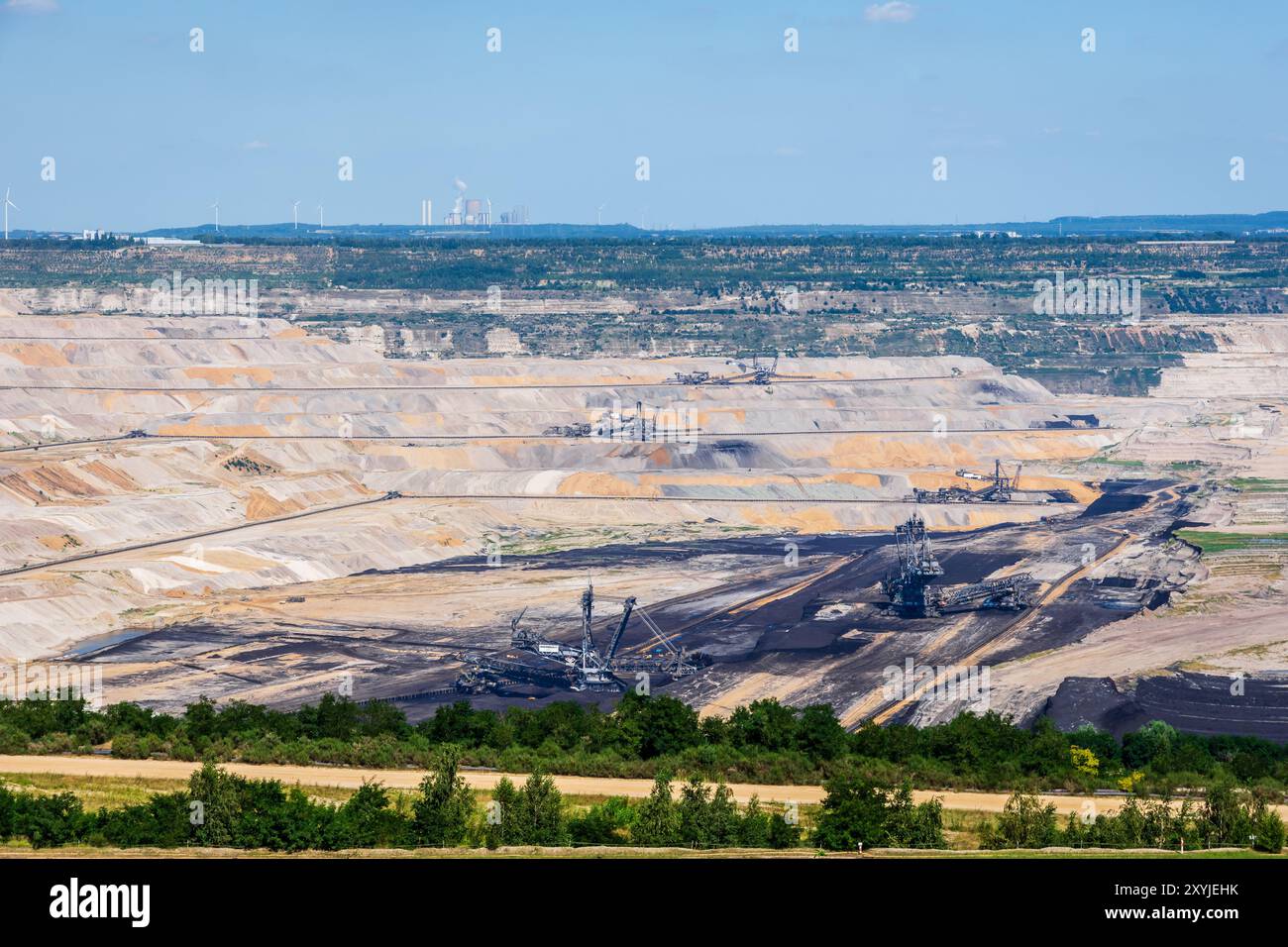 View over the Hambach mine, a huge open-pit coal mine in Germany ...