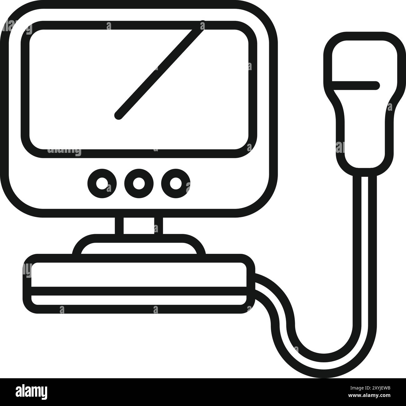 Ultrasound machine displaying an image, used for medical diagnosis and ...