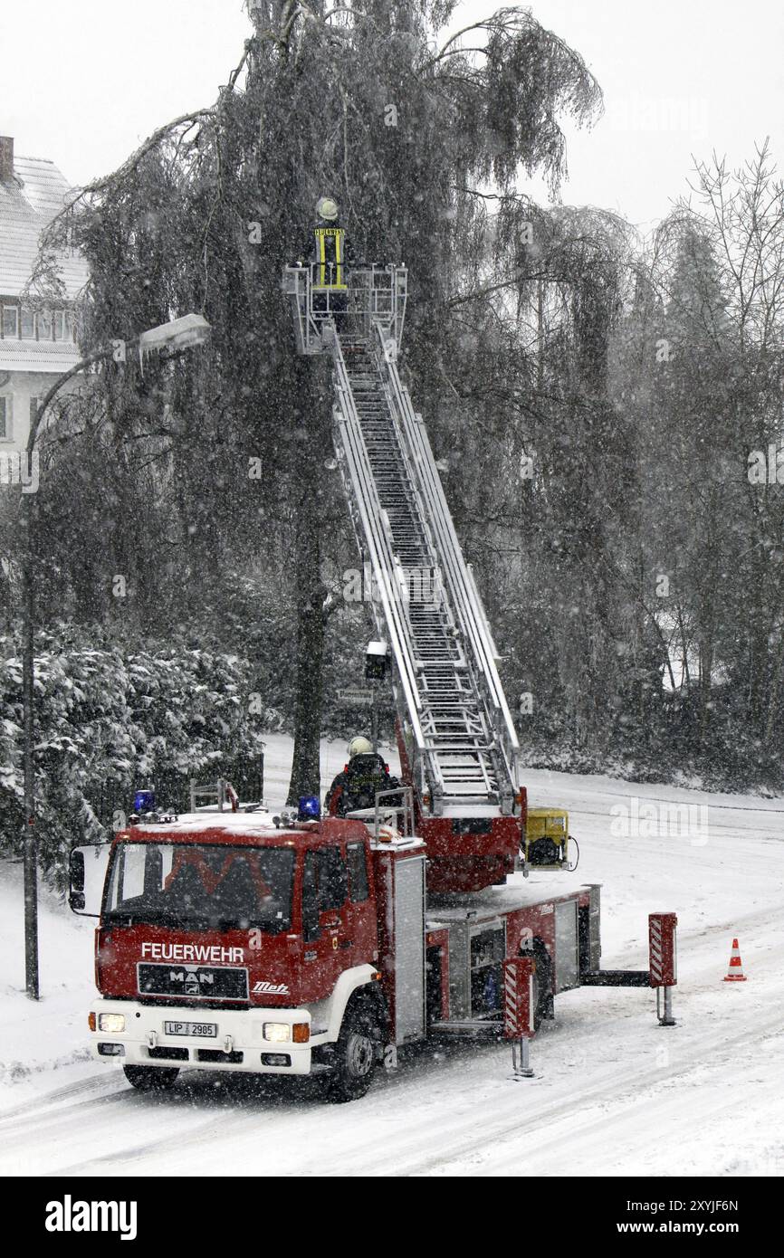 Fire brigade operation in heavy snow Stock Photo - Alamy