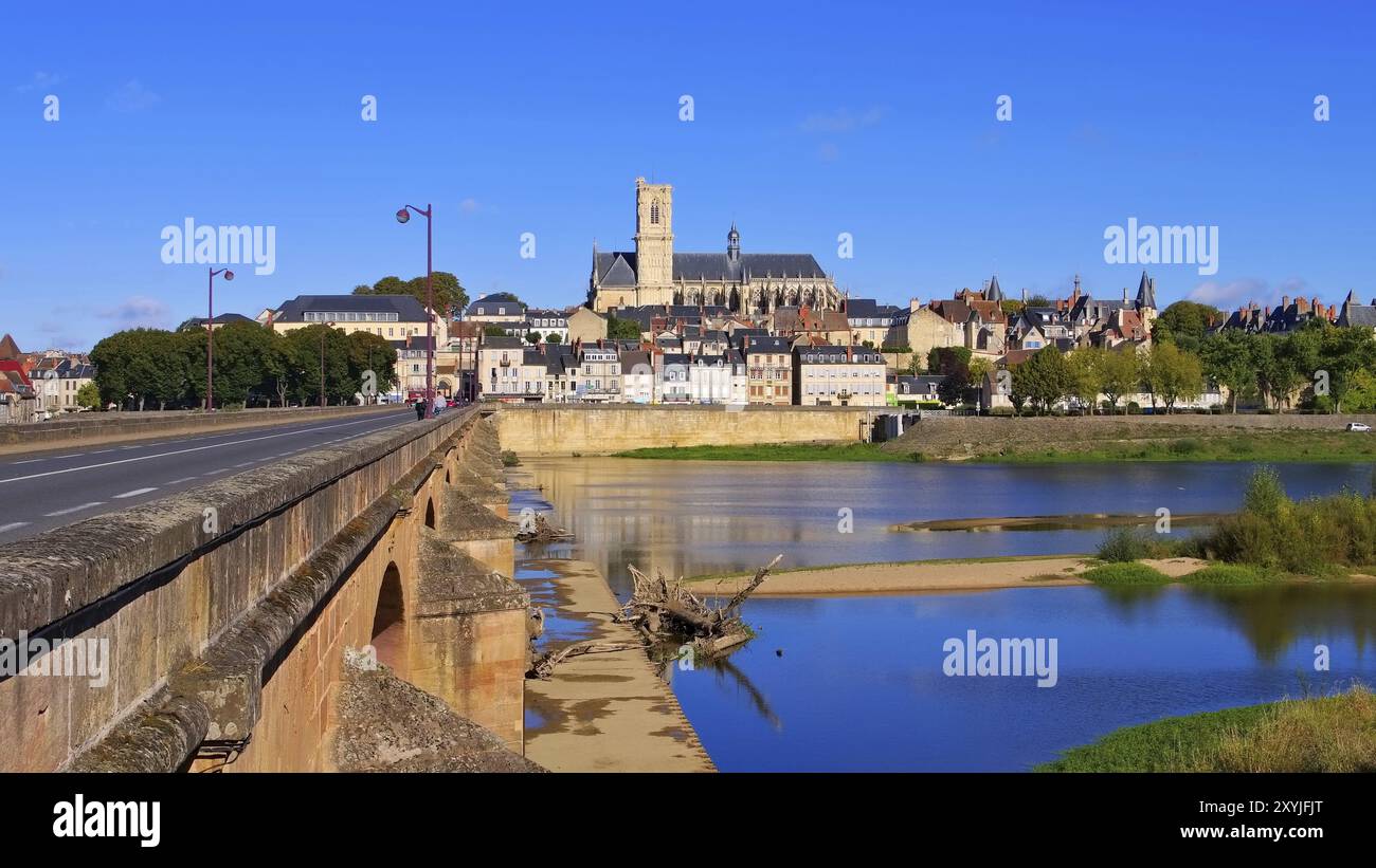 Nevers in Burgundy, Nevers in Burgundy, cathedral and river Loire ...