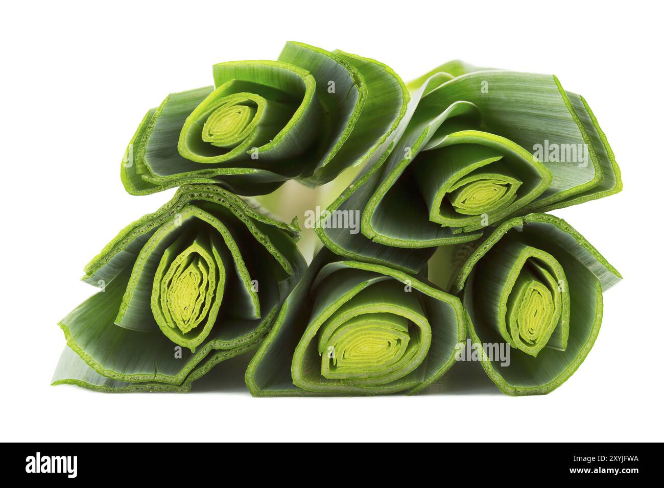 Leek sticks on a white background Stock Photo - Alamy