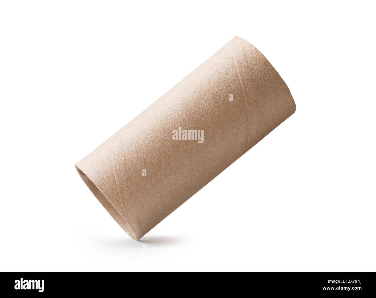 Side view of brown tissue paper core is isolated on white background ...
