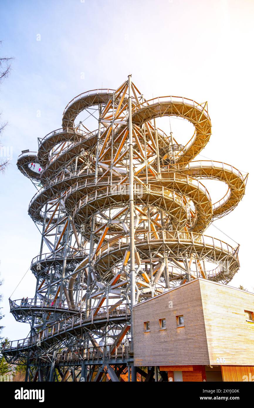A spiral path winds its way to the top of the Sky Walk Tower in ...