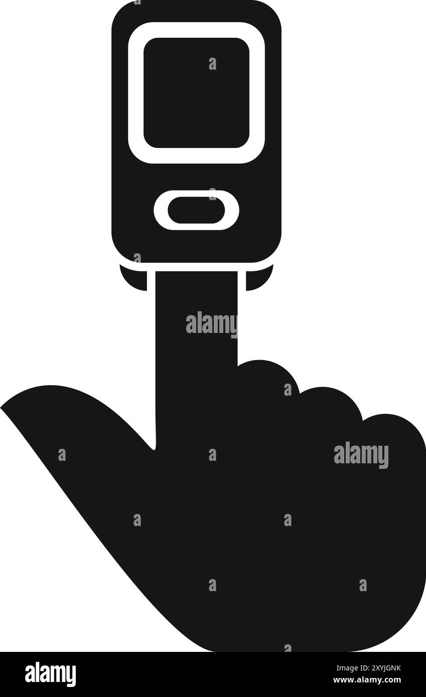 Simple silhouette vector icon of a hand using a pulse oximeter medical device Stock Vector Image ...