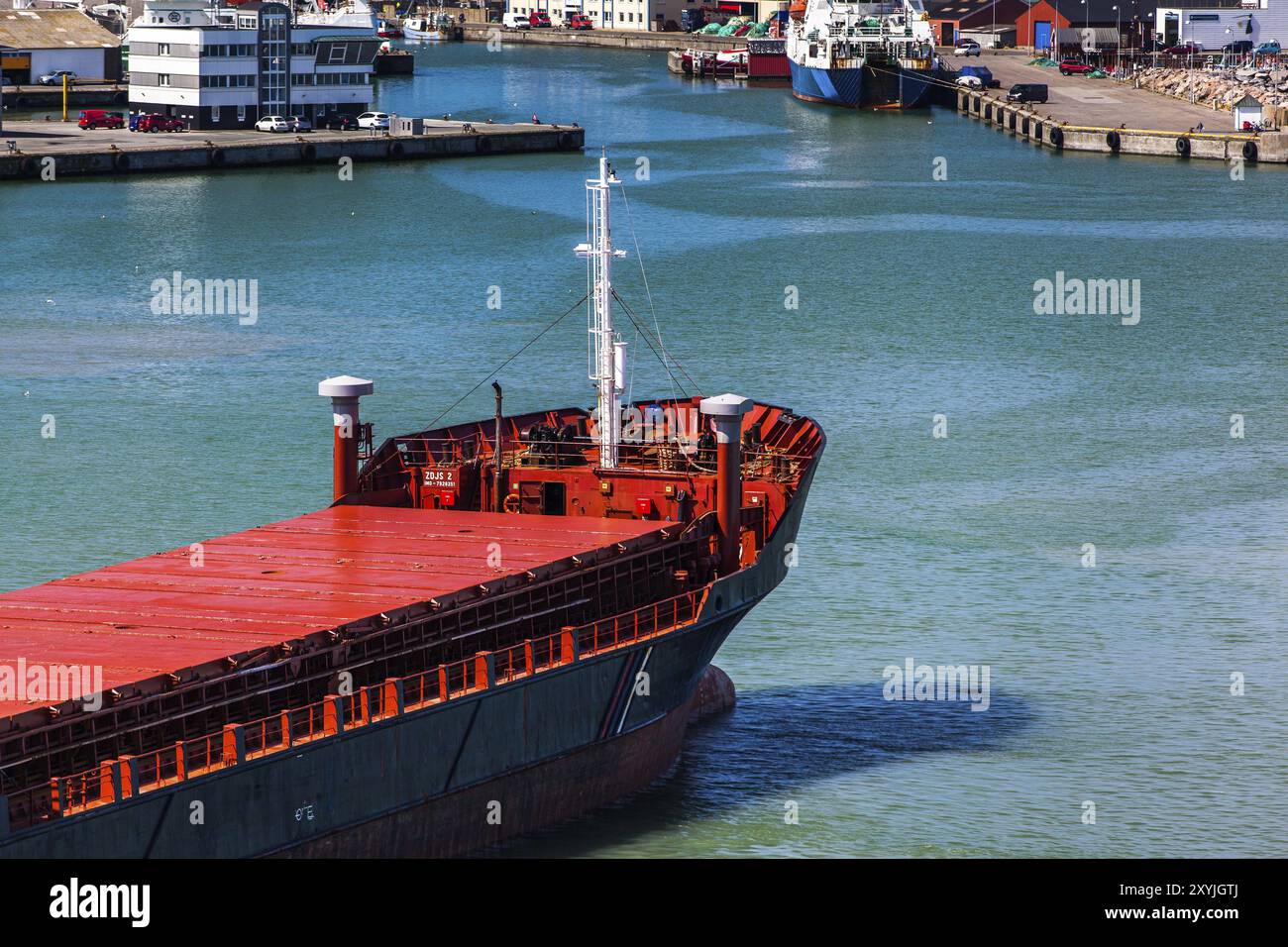 Black cargo ship entering hi-res stock photography and images - Alamy