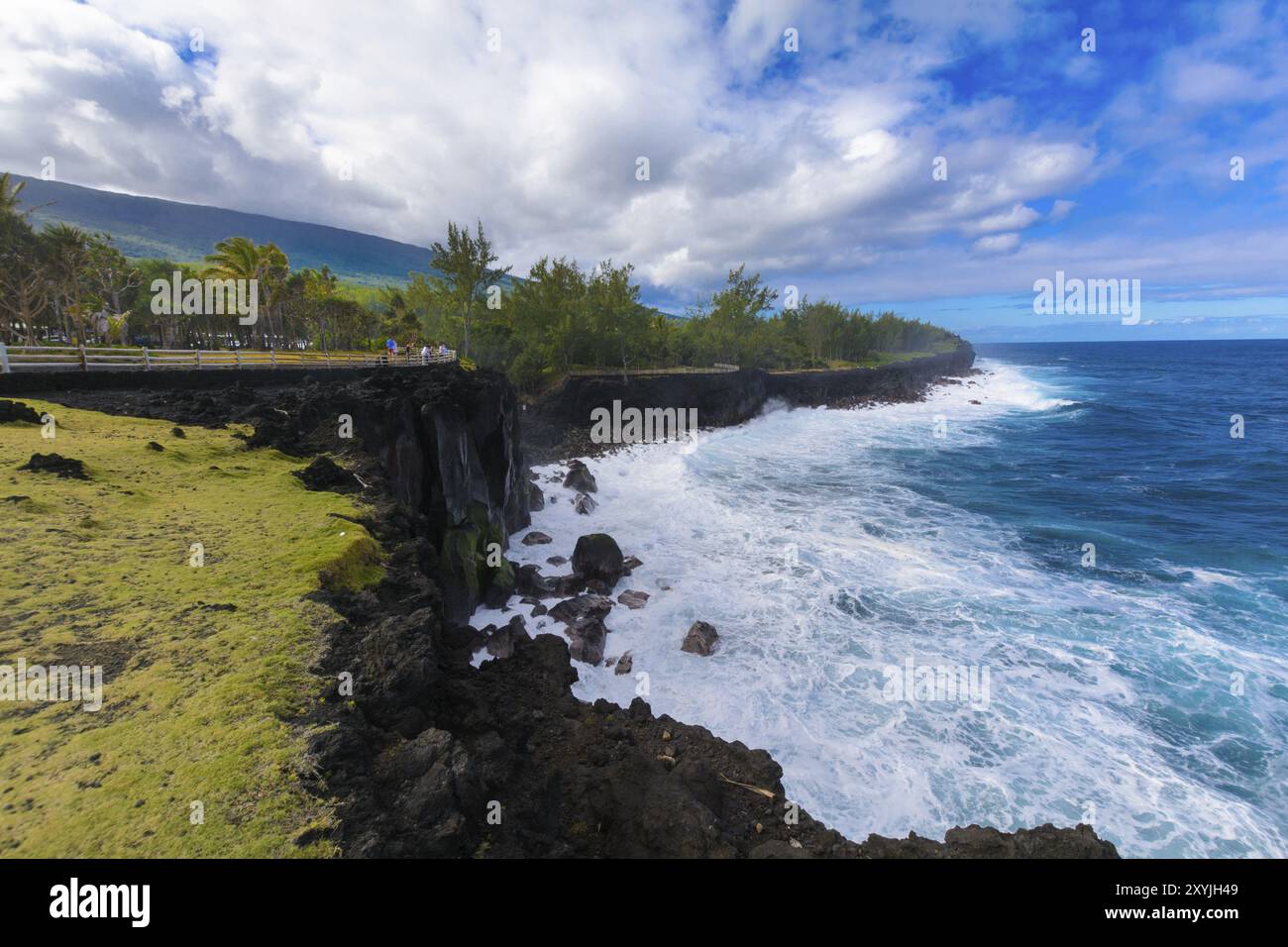 Coast of Cap Mechant place at Reunion Island during a sunny day Stock ...
