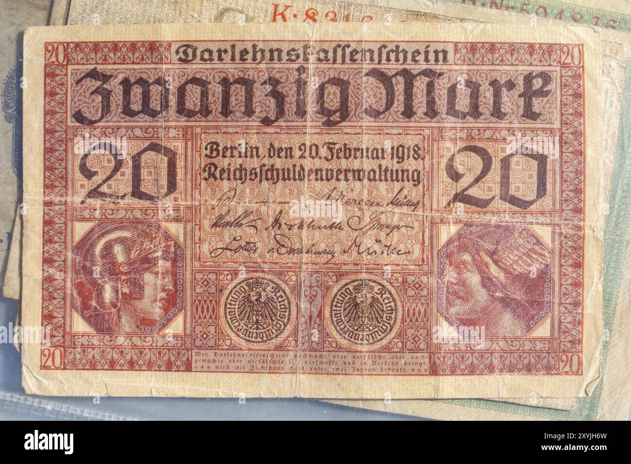 Historical banknote, Reichsbanknote, 20 Mark from 1918, loan note ...