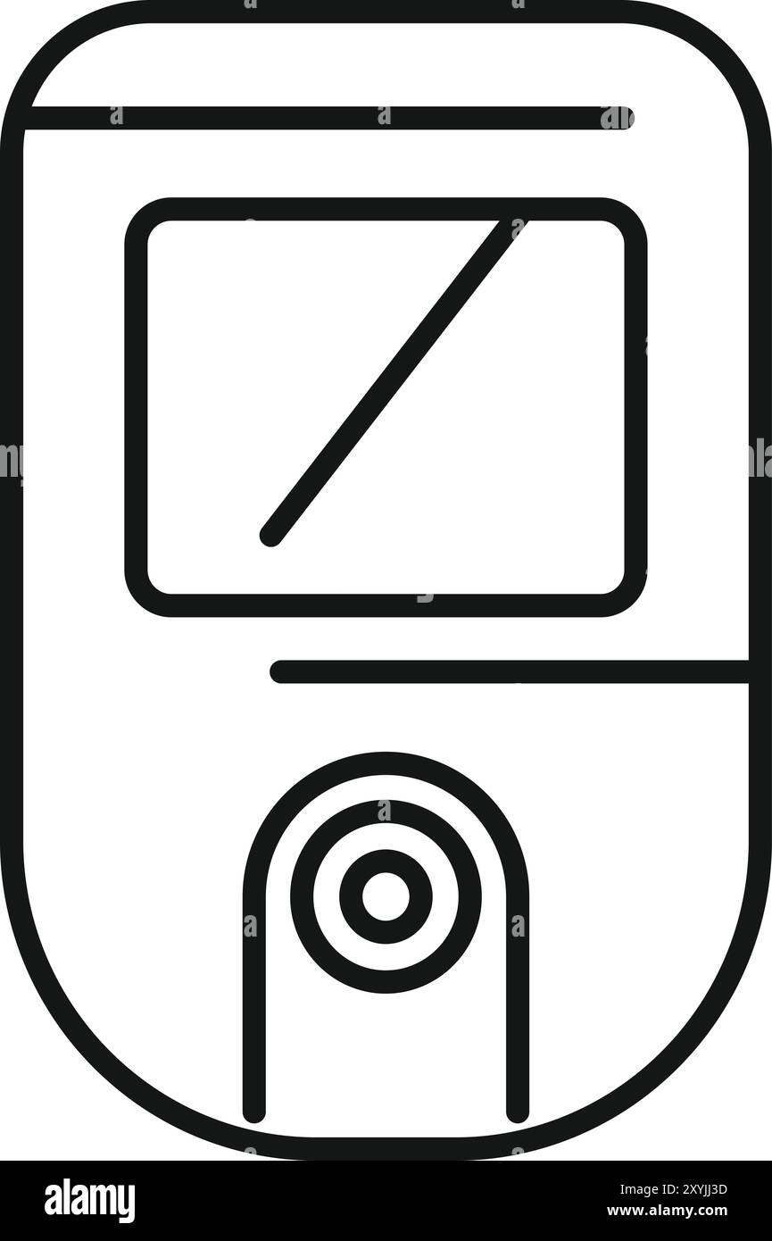 Simple outline illustration of a glucometer with a display showing the ...