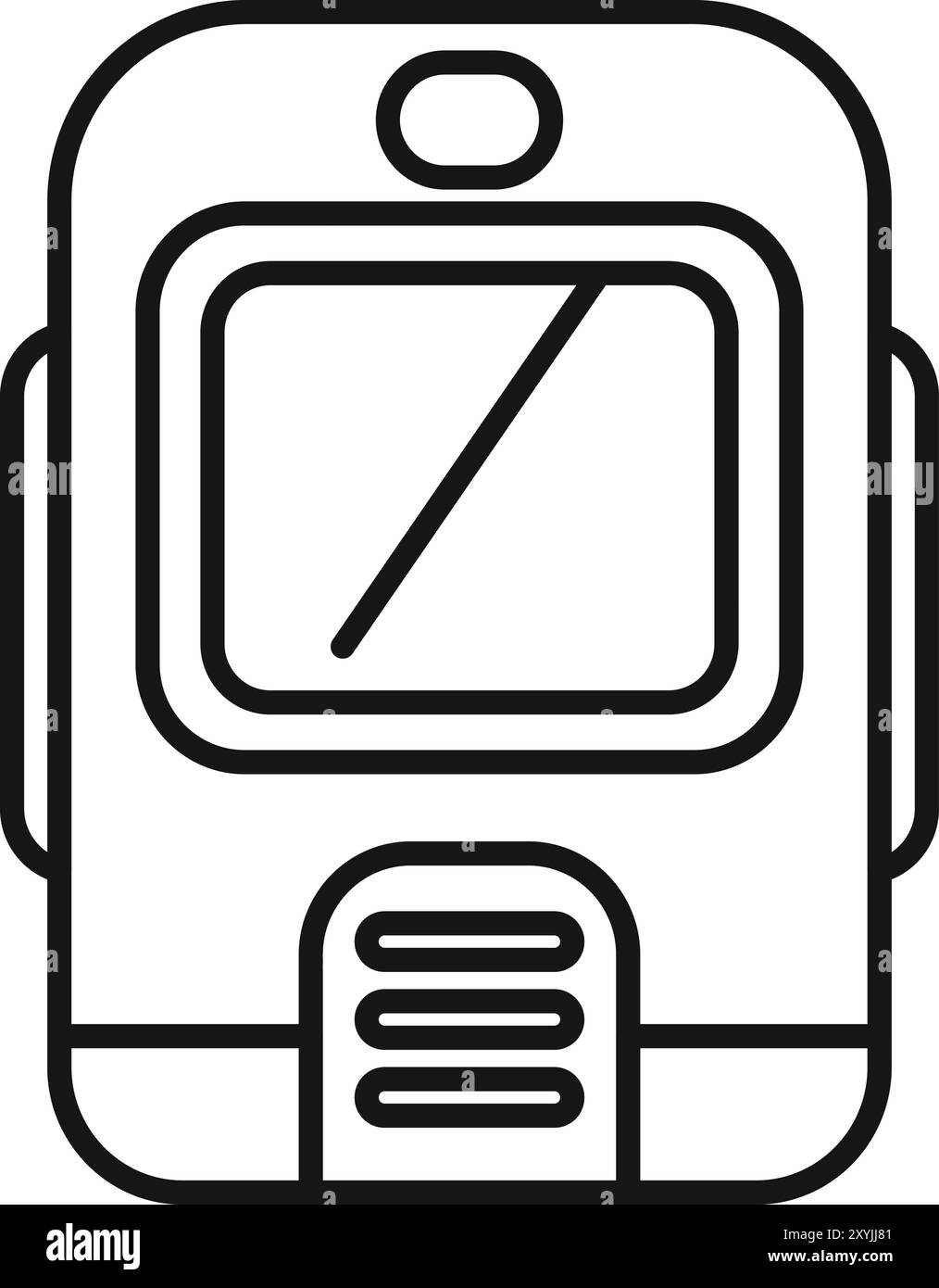 Simple icon depicting the front of a train, with a large window and a ...