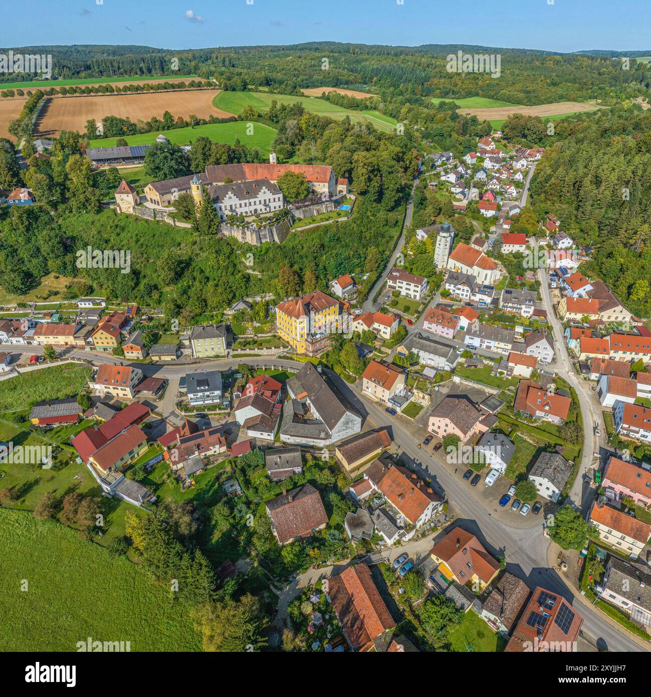 The village of Möhren and the Mörenbach Valley in the Nature Park ...