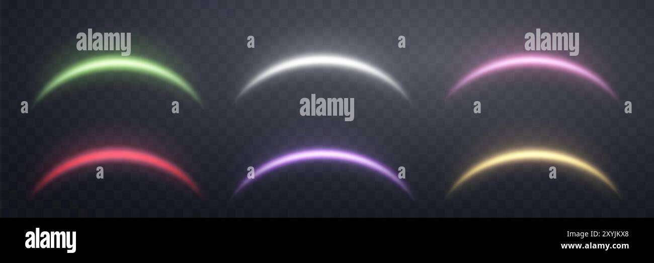 Magic arches different colors with glowing particles, sunlight lens ...