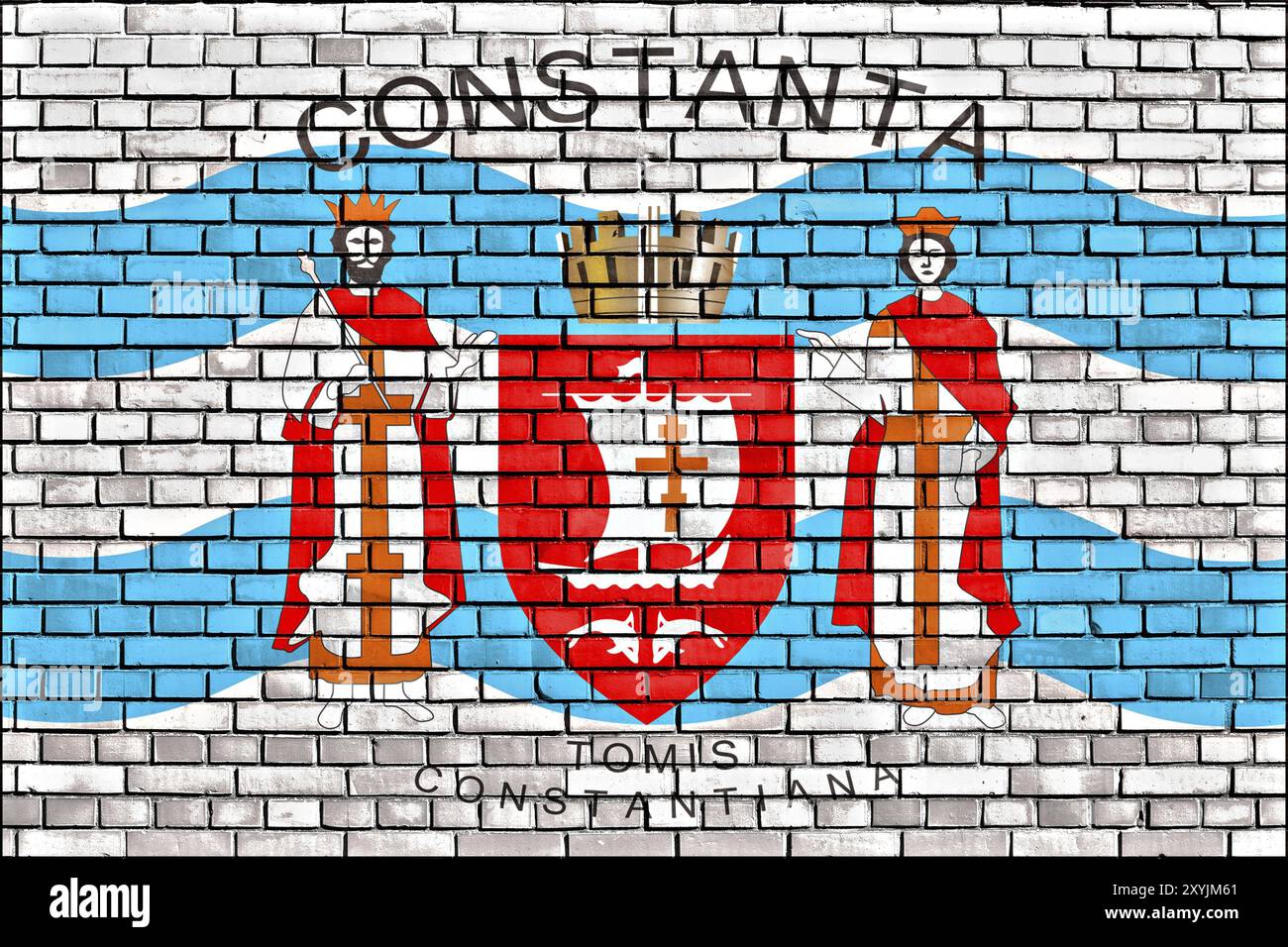 Flag of Constanta painted on brick wall Stock Photo - Alamy