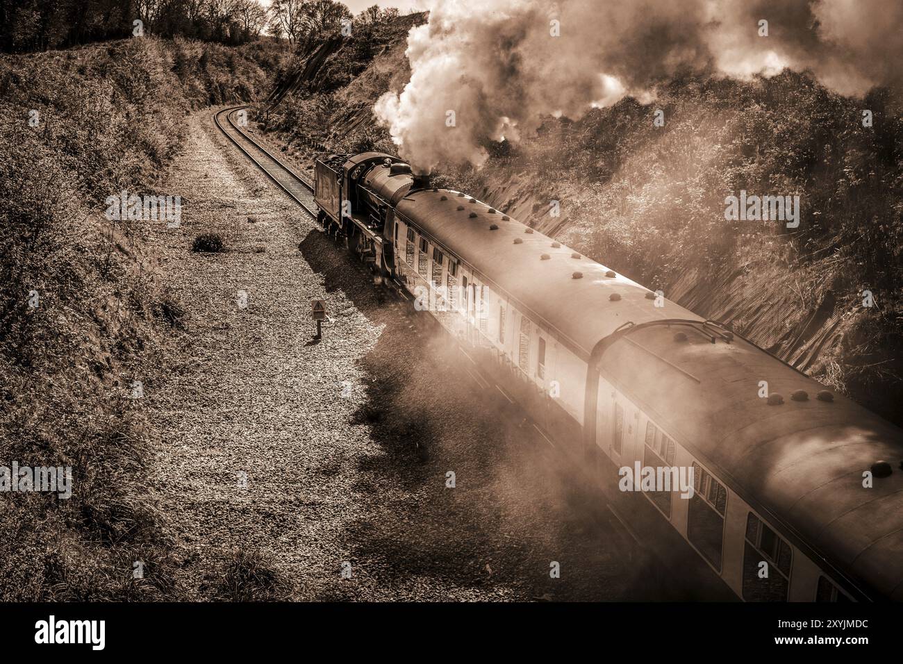 Steam Train on the Bluebell Railway Line in Sussex Stock Photo - Alamy